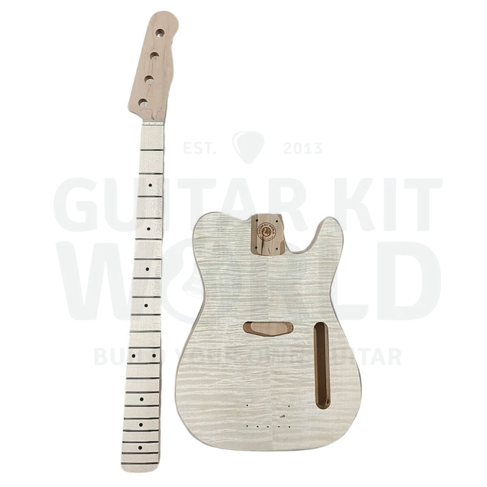 Basswood T-style Bass Guitar Kit with Maple Neck and Skunk Stripe ...