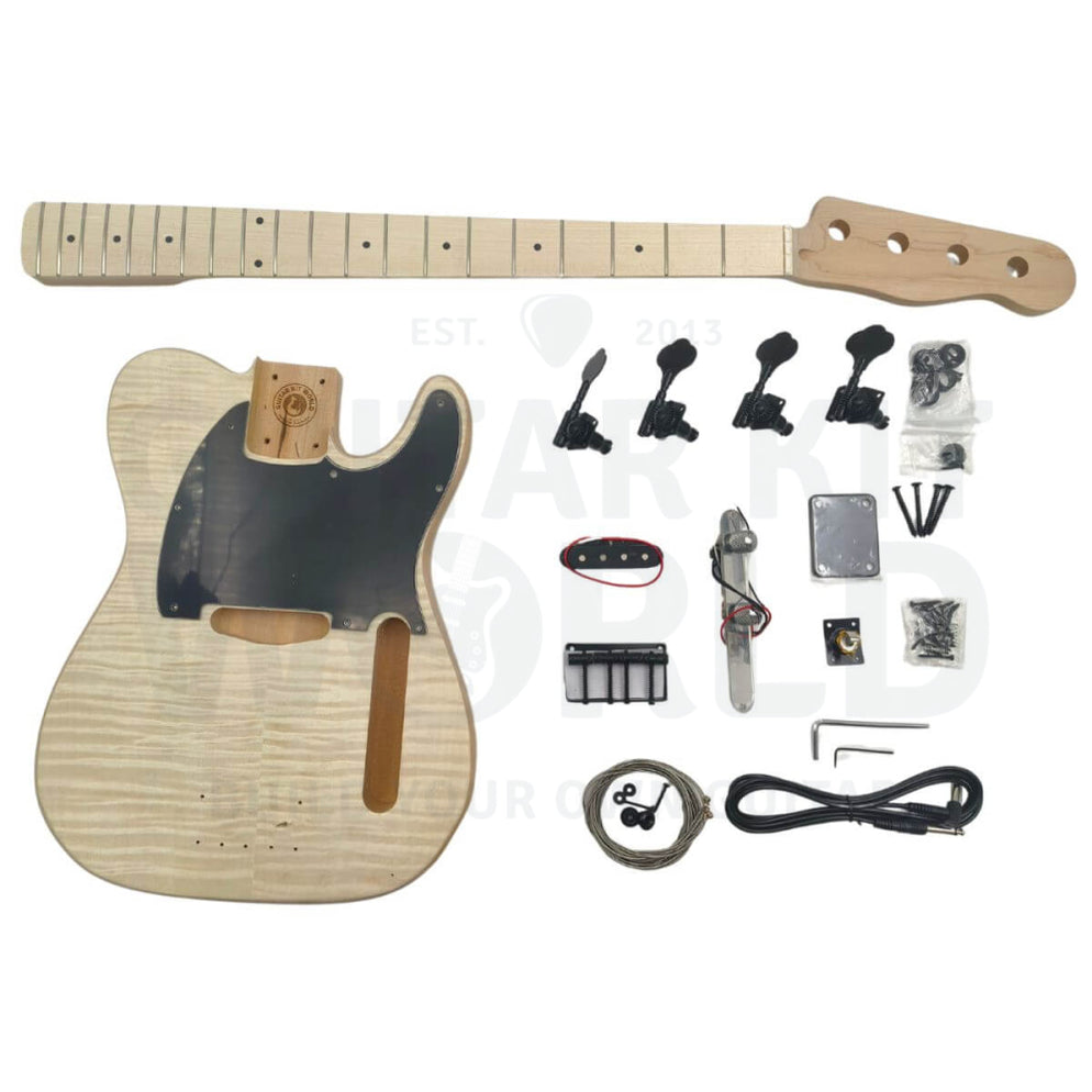 Basswood T-style Bass Guitar Kit with Maple Neck and Skunk Stripe ...