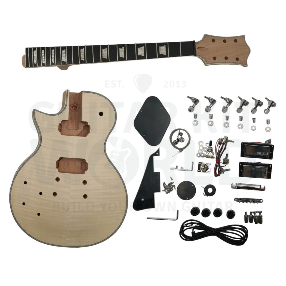 Lefty L-style Guitar Kit with Flame Maple Veneer, Chrome Hardware ...