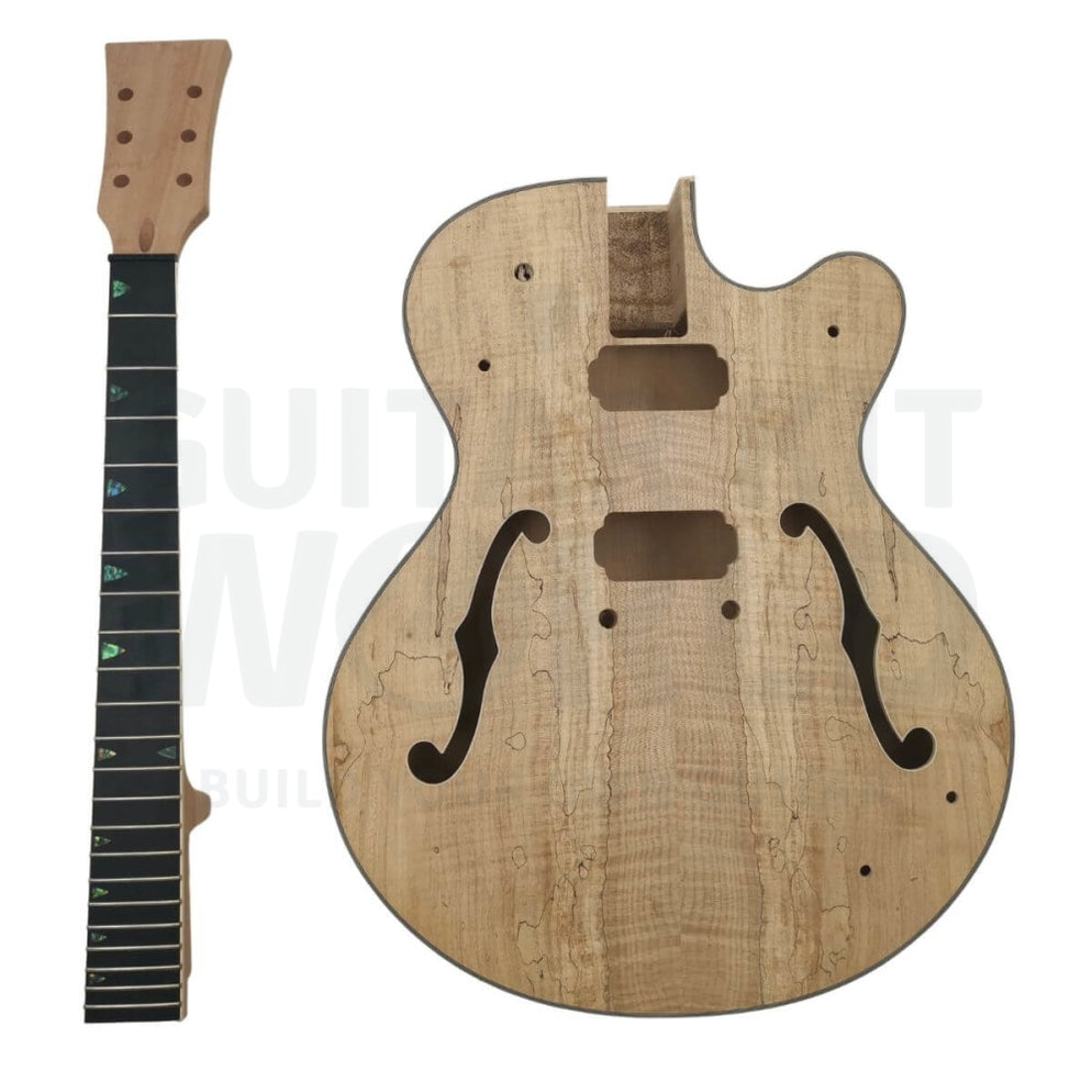 Hollow Body Venetian Cutaway Guitar Kit with Spalted Maple Veneer ...