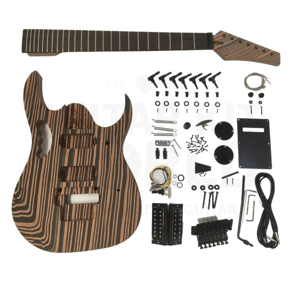 JE-style guitar kit with 7-string Engineered Zebrawood Body | Guitar ...