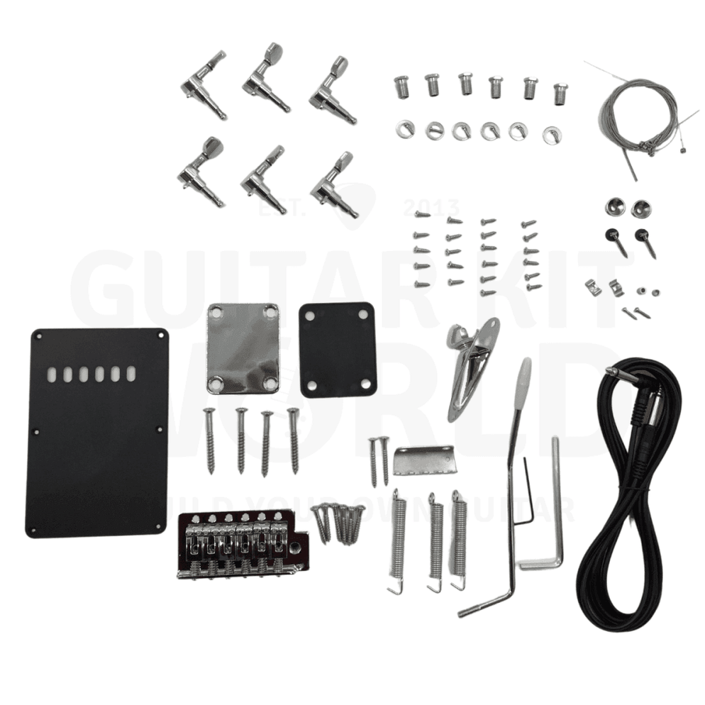 Basswood ST style guitar kit with Maple Neck and Fretboard, Chrome ...