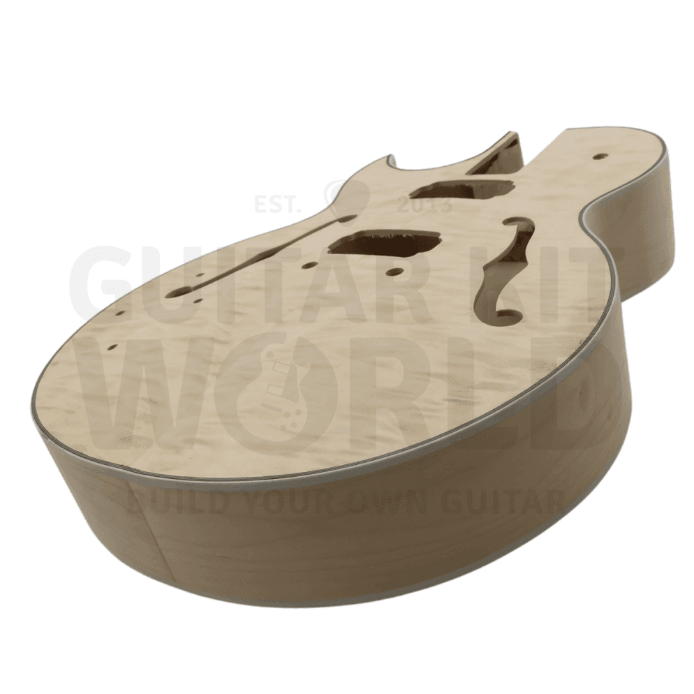 Lefty E75 Hollow Body Guitar Kit w/ F-Holes, Florentine-style Single ...