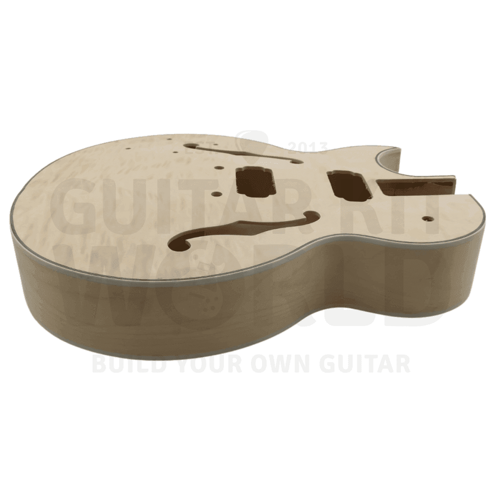 Lefty E75 Hollow Body Guitar Kit w/ F-Holes, Florentine-style Single ...