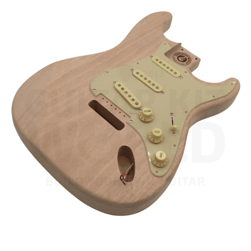 Mahogany ST-style guitar kit w/ Mahogany Neck, Chrome Hardware | Guitar ...