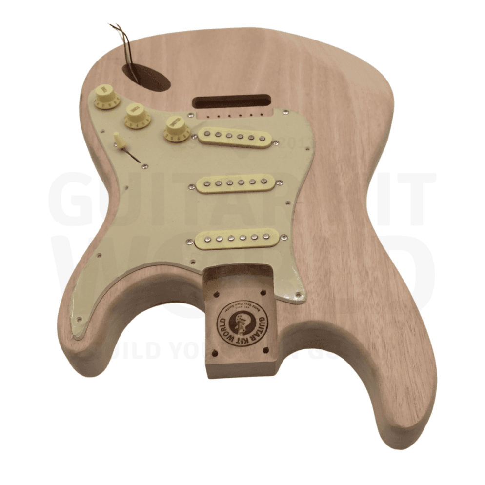 Mahogany ST-style guitar kit w/ Mahogany Neck, Chrome Hardware | Guitar ...
